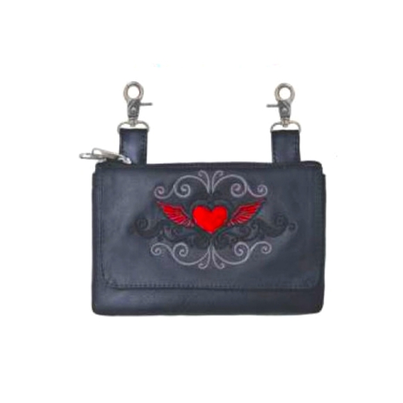 Unik | Bags | 7inx5in Black Leather Heart Embroidered ...